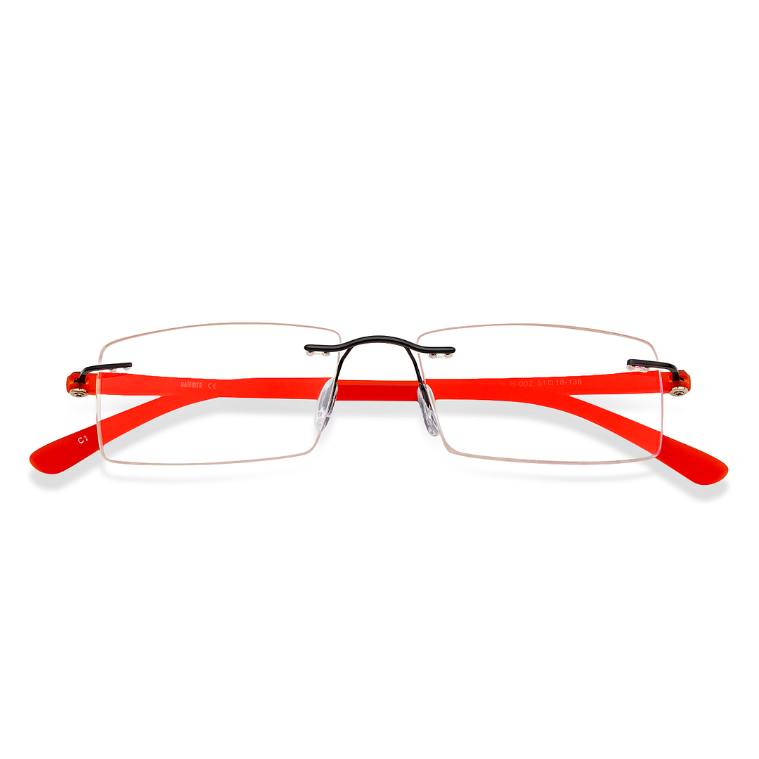 Buy Black Orange Rimless Rectangle Hammer Lumineers H-002 C1 Eyeglasses ...