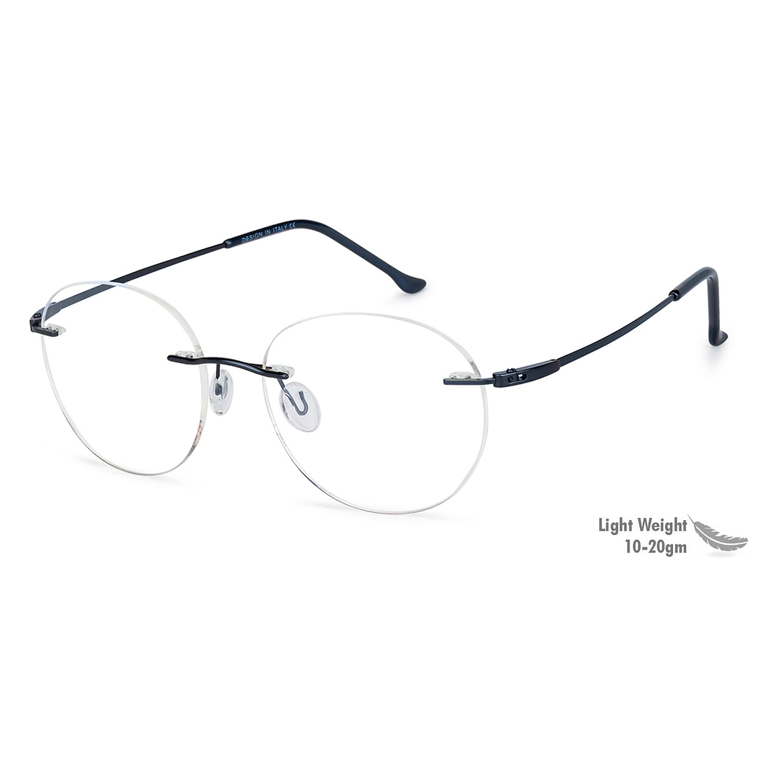 Buy Blue Rimless Round Vincent Chase SLEEK STEEL E002 Eyeglasses at ...