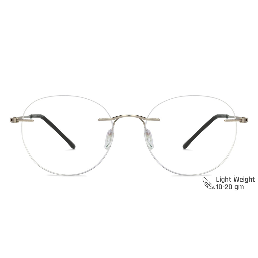 Buy Silver Black Rimless Round Eye Player SLEEK STEEL E002 Eyeglasses ...
