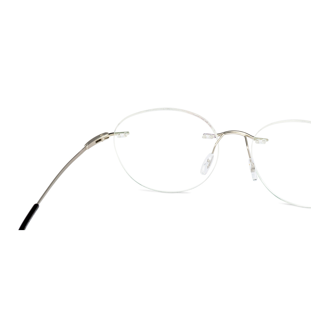 Buy Silver Black Rimless Round Eye Player SLEEK STEEL E002 Eyeglasses ...