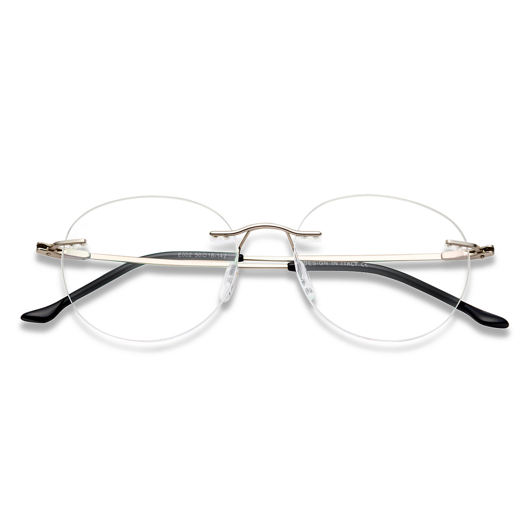 Buy Silver Black Rimless Round Eye Player SLEEK STEEL E002 Eyeglasses ...