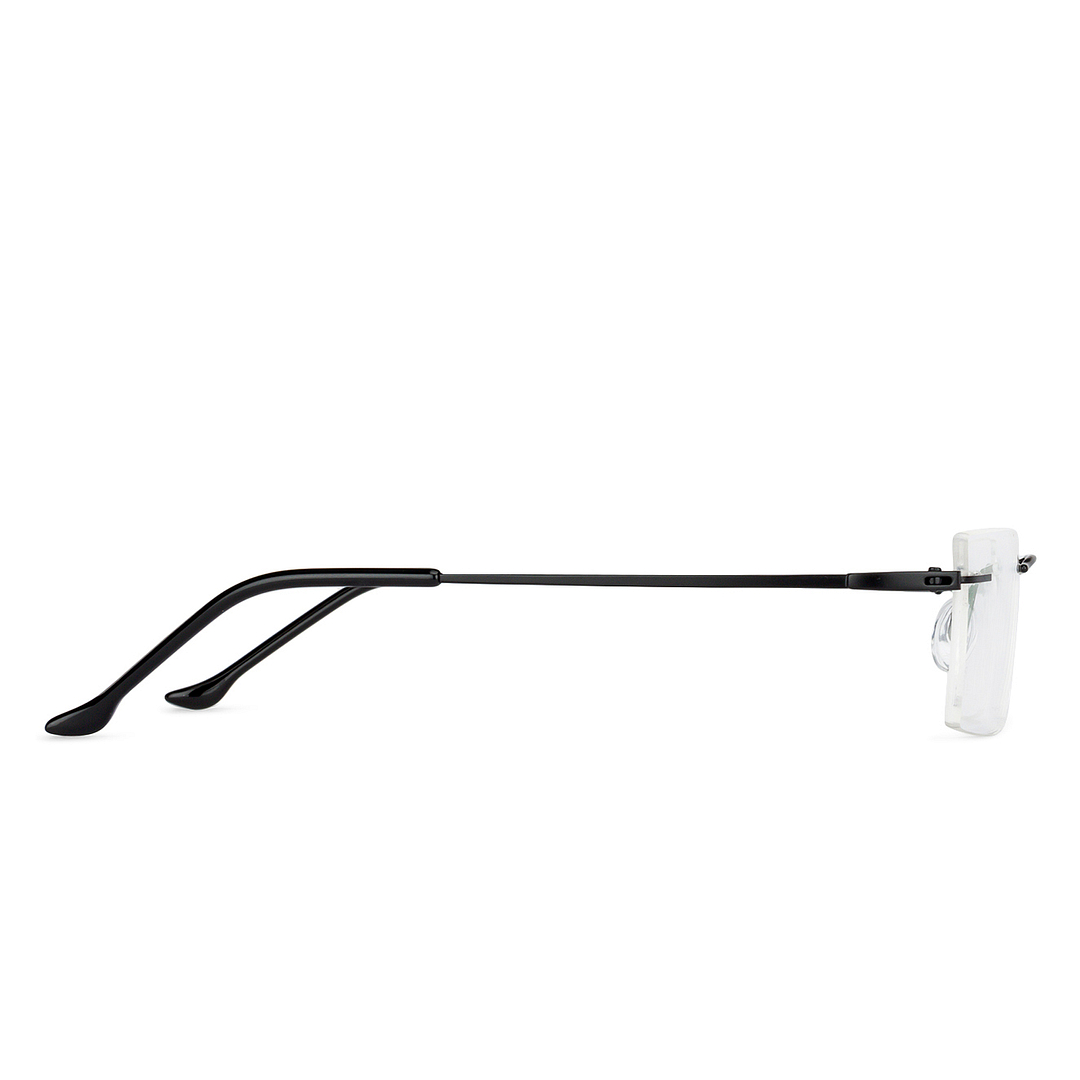 Buy Black Rimless Rectangle Eye Player SLEEK STEEL E003 Eyeglasses at ...