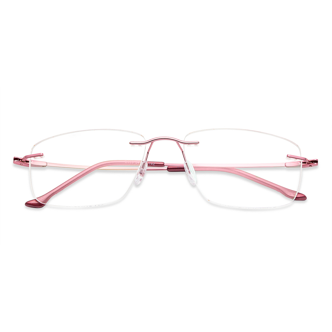 Buy Pink Rimless Rectangle Eye Player SLEEK STEEL E005 Eyeglasses at ...