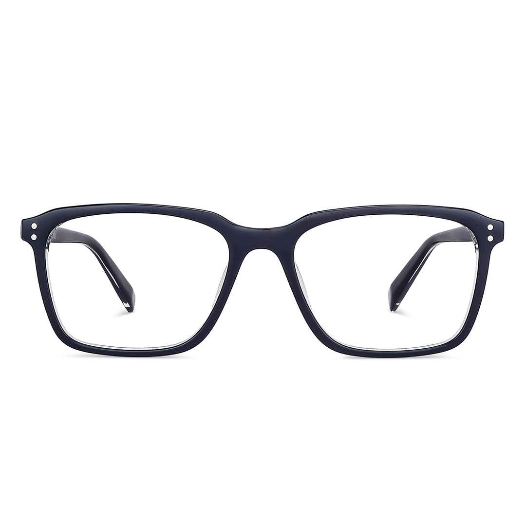 Navy Blue Transparent Silver Full Rim Square John Jacobs Rich Acetate ...