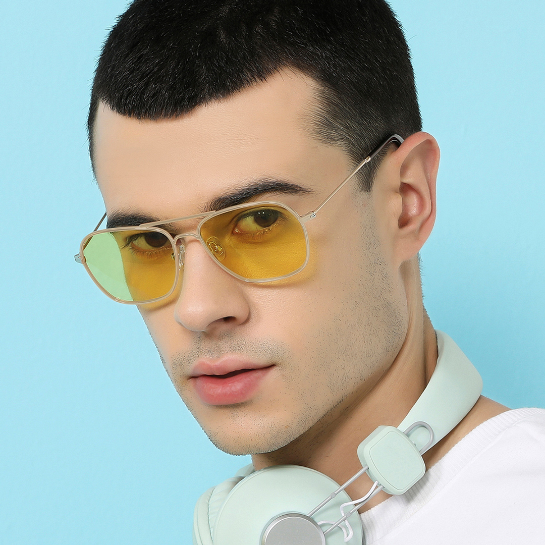 Buy Yellow Rose Gold Full Rim Aviator John Jacobs JJ TINTS JJ S12811 ...