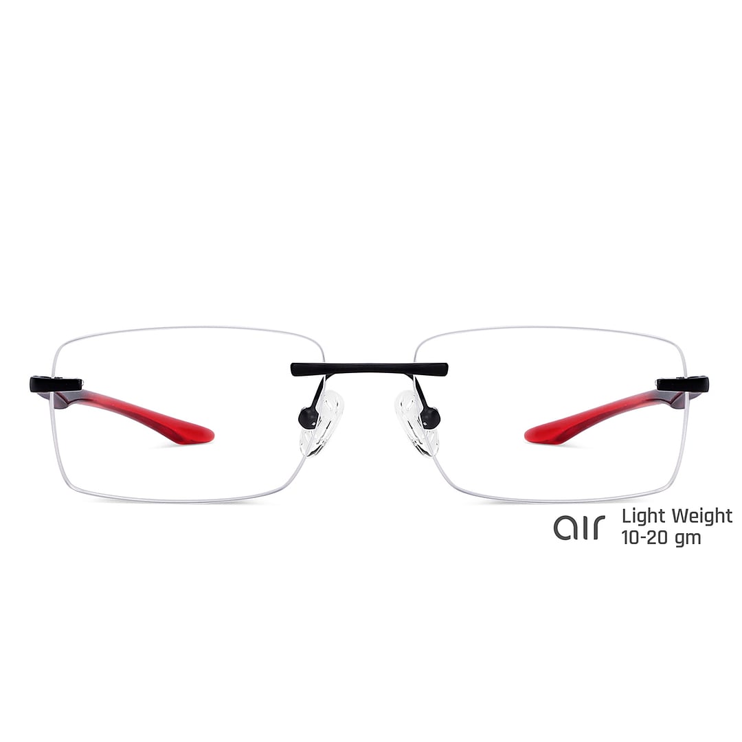Buy Black Red Rimless Rectangle Lenskart Air Air Essentials LA E12375 ...