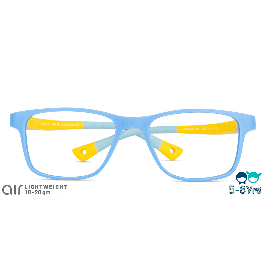 Buy Kids Glasses: Sky Blue Orange Blue Full Rim Rectangle Kids 5-8 yrs ...