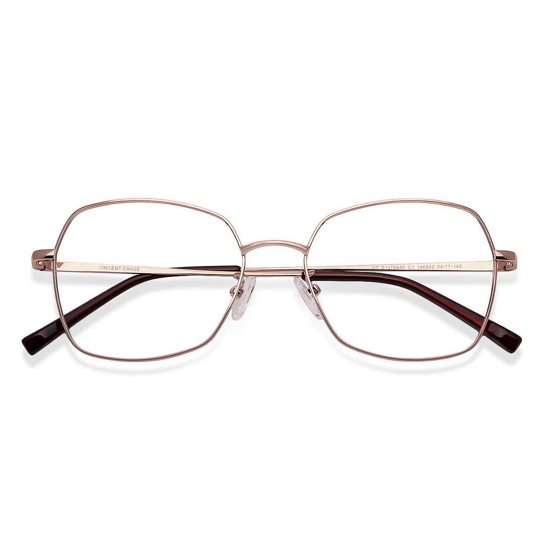 Buy Matte Gold Brown Transparent Full Rim Geometric Vincent Chase SG ...