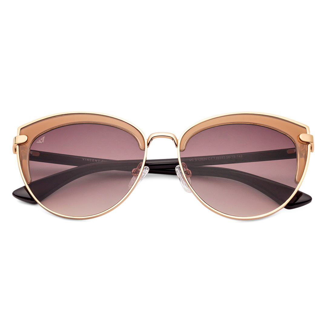 Grey Gradient Rose Gold Dark Brown Full Rim Cat Eye Vincent Chase METAL ...