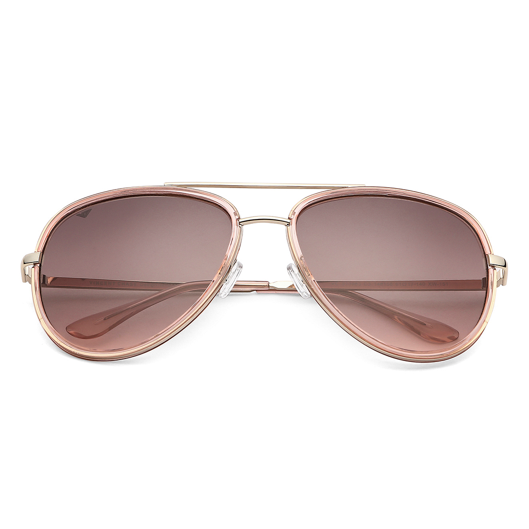 Buy Gold Pink Transparent Full Rim Aviator Vincent Chase Blend Edit VC ...