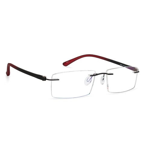 Buy Black Maroon Rimless Rectangle Bolt Air Fusion B-002 Eyeglasses at ...