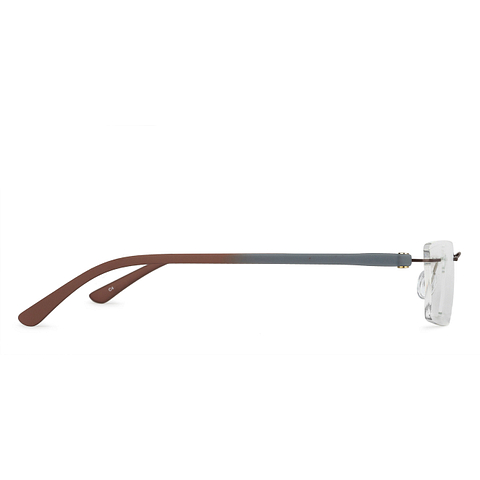 Brown Grey Rimless Rectangle Bolt Lumineers B-005 Eyeglasses - Lenskart.com