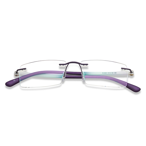Buy Purple White Rimless Rectangle Bolt Air Fusion B-002 Eyeglasses at ...