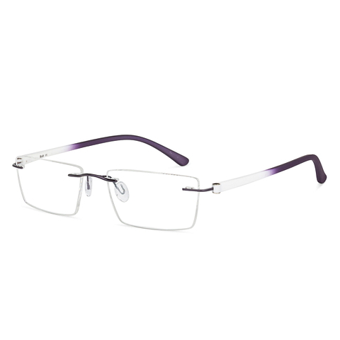 Buy Purple White Rimless Rectangle Bolt Air Fusion B-005 Eyeglasses at ...