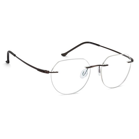 Buy Brown Rimless Geometric Vincent Chase SLEEK STEEL E001 Eyeglasses ...