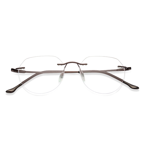 Buy Brown Rimless Geometric Vincent Chase SLEEK STEEL E001 Eyeglasses ...