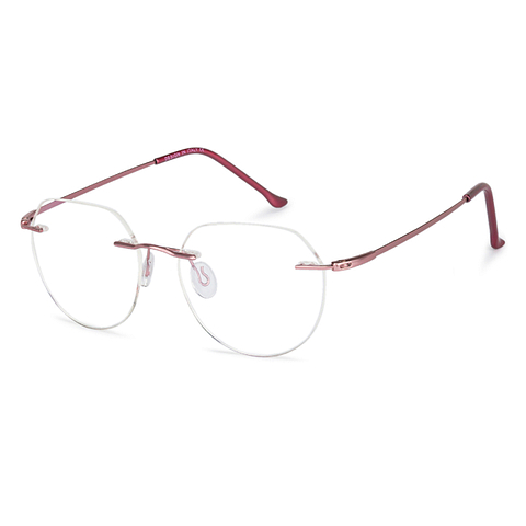 Buy Pink Rimless Geometric Vincent Chase SLEEK STEEL E001 Eyeglasses at ...