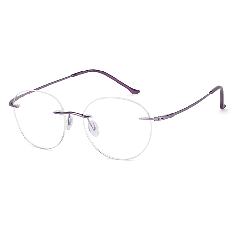 Buy Purple Rimless Round Vincent Chase SLEEK STEEL E002 Eyeglasses at ...