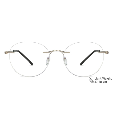 Buy Silver Black Rimless Round Medium (Size-50) Eye Player SLEEK STEEL ...