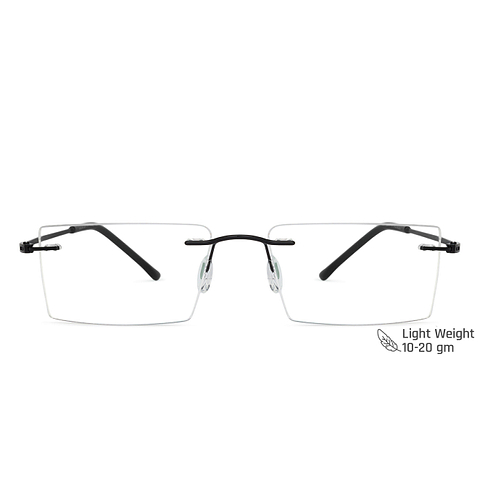 Buy Black Rimless Rectangle Eye Player SLEEK STEEL E003 Eyeglasses at ...