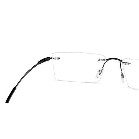 Black Rimless Rectangle Medium (Size-52) Eye Player SLEEK STEEL E003 ...