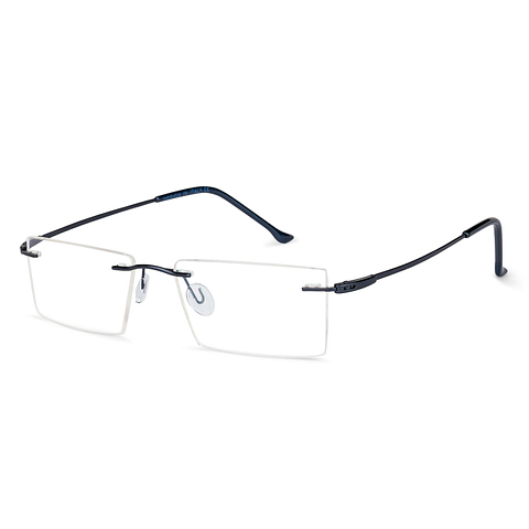 Buy Blue Rimless Rectangle Eye Player SLEEK STEEL E003 Eyeglasses at ...