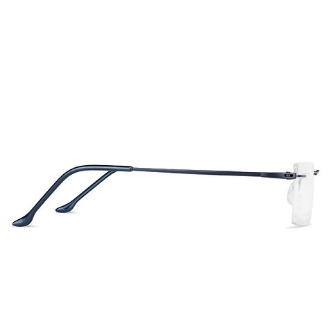 Buy Blue Rimless Rectangle Medium (Size-52) Eye Player SLEEK STEEL E003 ...