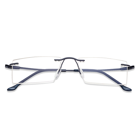 Buy Blue Rimless Rectangle Eye Player SLEEK STEEL E003 Eyeglasses at ...