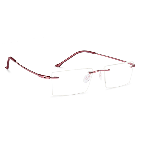 Pink Rimless Rectangle Medium (Size-52) Eye Player SLEEK STEEL E003 ...