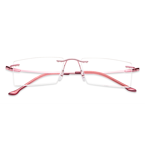 Pink Rimless Rectangle Medium (Size-52) Eye Player SLEEK STEEL E003 ...