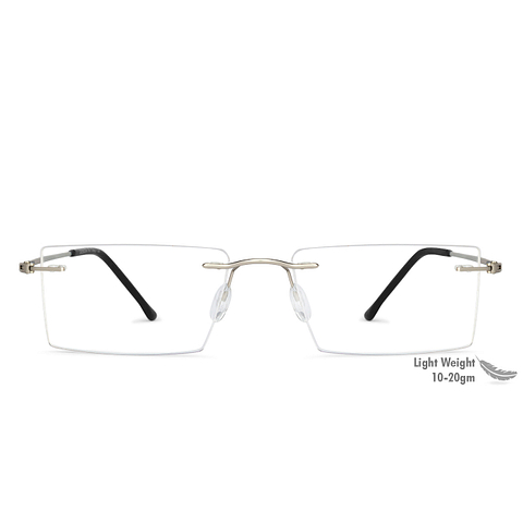 Buy Silver Black Rimless Rectangle Medium (Size-52) Eye Player SLEEK ...