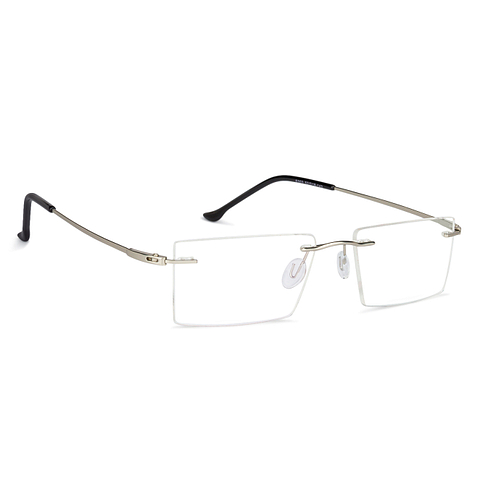 Buy Silver Black Rimless Rectangle Medium (Size-52) Eye Player SLEEK ...