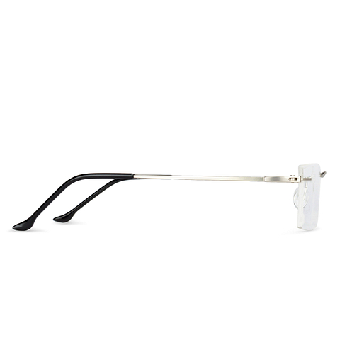 Buy Silver Black Rimless Rectangle Medium (Size-52) Eye Player SLEEK ...