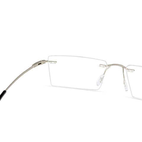 Buy Silver Black Rimless Rectangle Medium (Size-52) Eye Player SLEEK ...