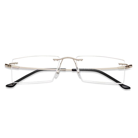 Buy Silver Black Rimless Rectangle Medium (Size-52) Eye Player SLEEK ...