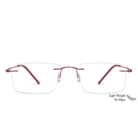 Buy Pink Rimless Rectangle Eye Player SLEEK STEEL E004 Eyeglasses at ...