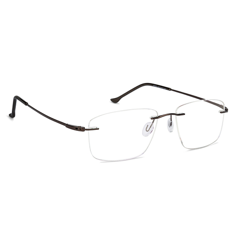 Buy Brown Rimless Rectangle Vincent Chase SLEEK STEEL E005 Eyeglasses ...