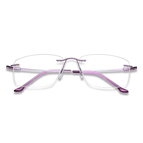 Purple Rimless Rectangle Vincent Chase SLEEK STEEL E005 Eyeglasses