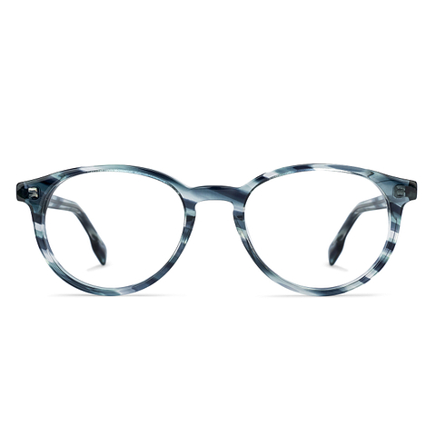 Blue Block Phone & Computer Glasses: Blue Striped Full Rim Round John ...