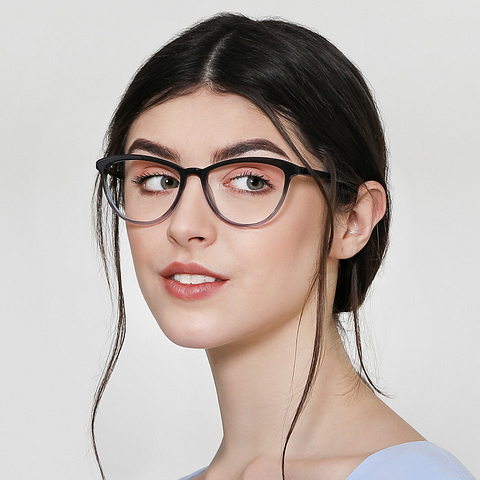 Buy Blue Block Phone & Computer Glasses: Grey Blue Full Rim Cat Eye John Jacobs Rich Acetate JJ ...