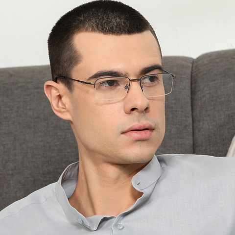 Buy Gunmetal Black Half Rim Rectangle John Jacobs Supreme Steel JJ E11456-C3 Eyeglasses-Paul at ...