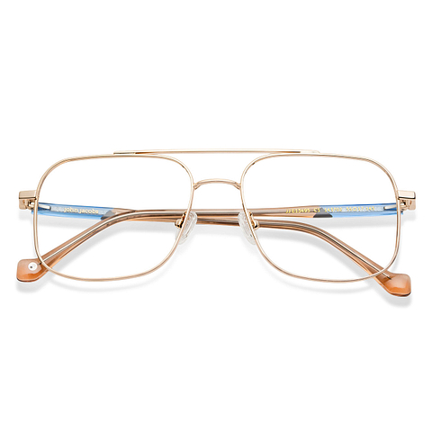 Buy John Jacobs Gold Stainless Steel Square Spectacles Online ...