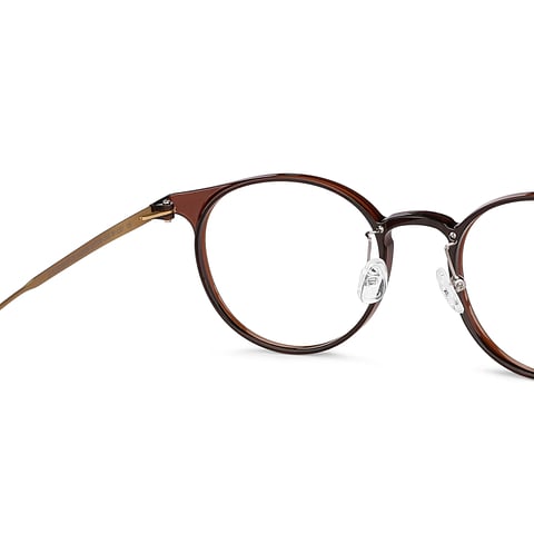 Buy Brown Matte Gold Full Rim Round John Jacobs SG Flex JJ E13435AF-C2 ...