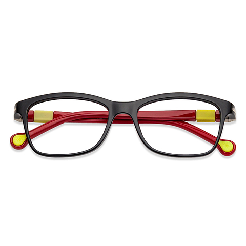 Buy Kids Glasses: Black Red Yellow Full Rim Rectangle Kids 8-12 yrs Kid ...
