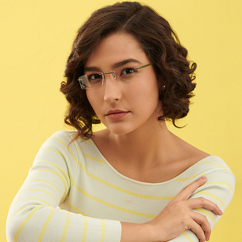 Buy Gunmetal Green Rimless Rectangle Lenskart Air Essentials LA 0315-C3 ...