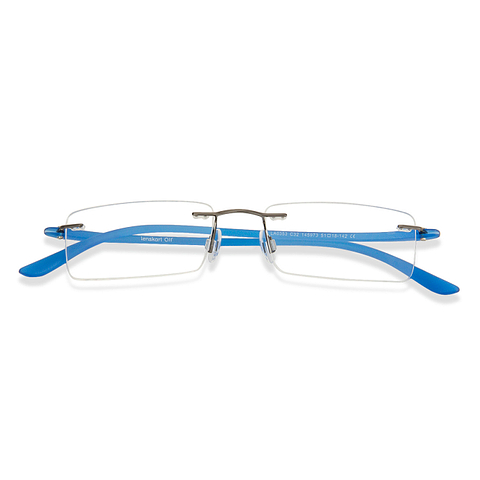 Buy Gunmetal Sky Blue Rimless Rectangle Lenskart Air Essentials LA 0353 ...