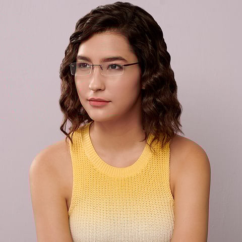 Buy Matte Black Rimless Rectangle Lenskart Air Essentials LA 0353-C31 ...