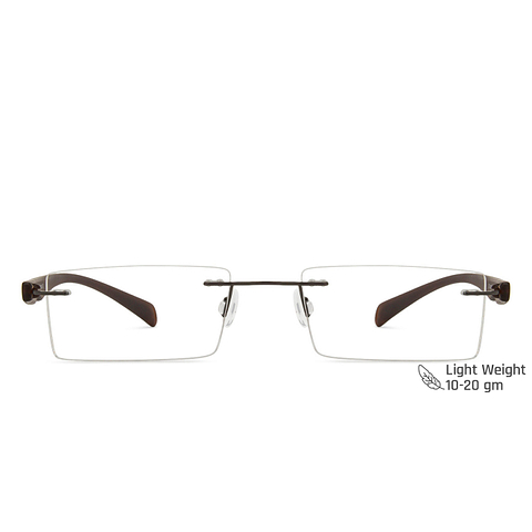 Buy Gunmetal Brown Yellow Rimless Rectangle Lenskart Air Essentials LA ...
