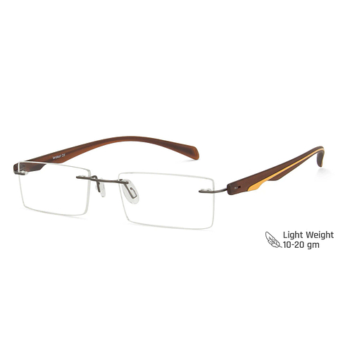 Buy Gunmetal Brown Yellow Rimless Rectangle Lenskart Air Essentials LA ...