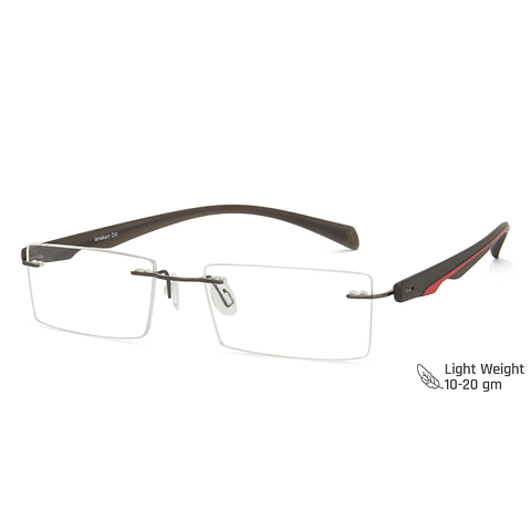 Buy Gunmetal Black Red Rimless Rectangle Lenskart Air Essentials LA ...